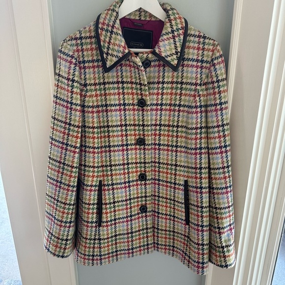 Coach | Jackets & Coats | Coach Tweed Wool Tattersall Plaid Peacoat ...